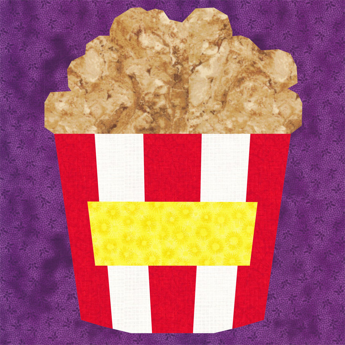 Popcorn, Foundation Paper Piecing Pattern (FPP Pattern), Quilt Block, 4 ...