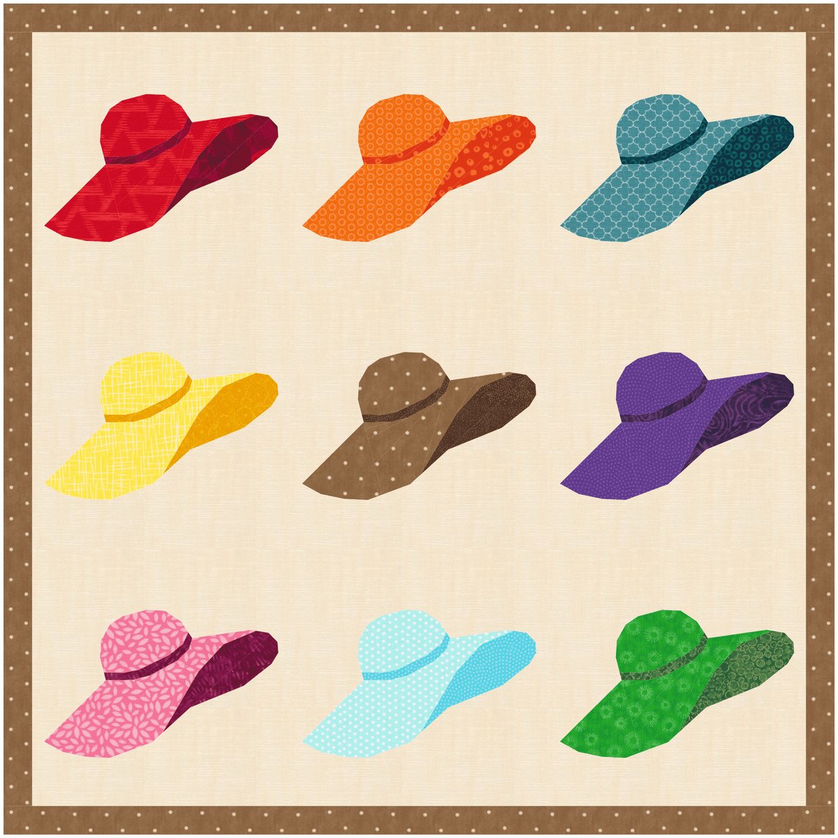 Floppy Hat, Foundation Paper Piecing Pattern (FPP Pattern), Quilt Block ...
